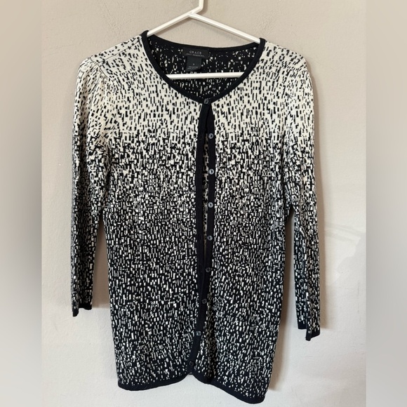 Grace | Sweaters | Grace Womens Knit Cardigan Black And White | Poshmark